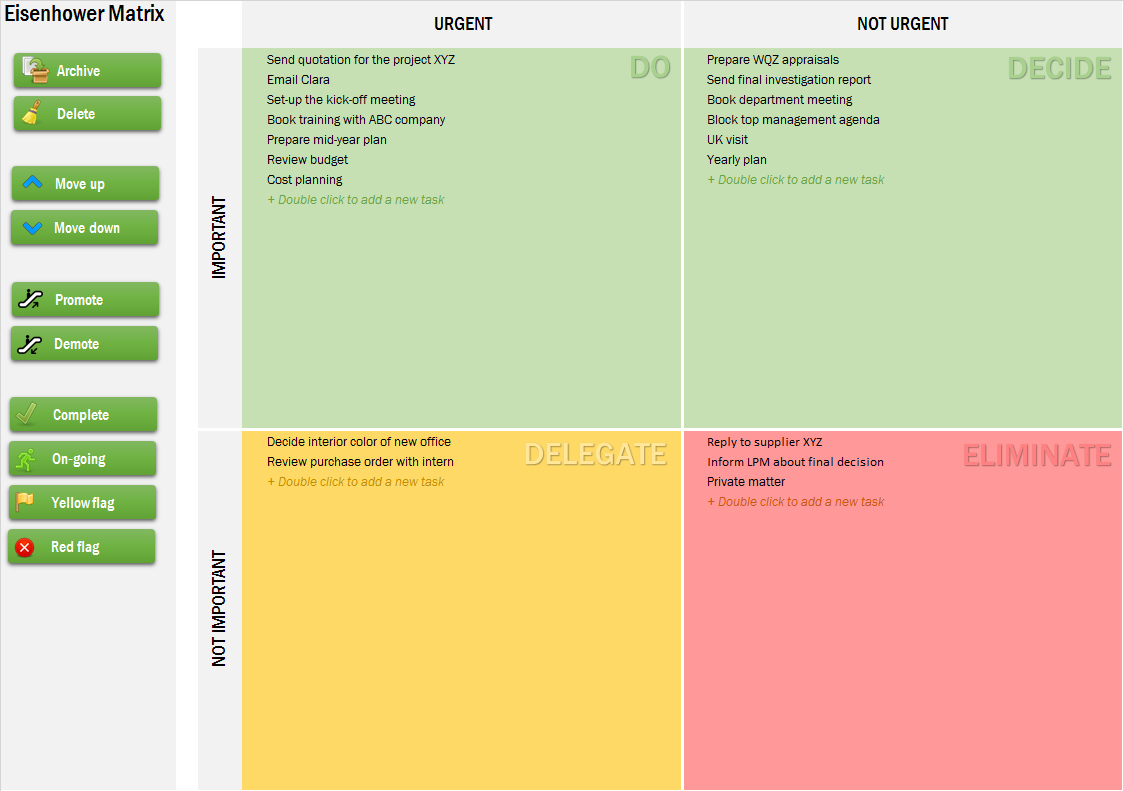 Priority Matrix Template Excel